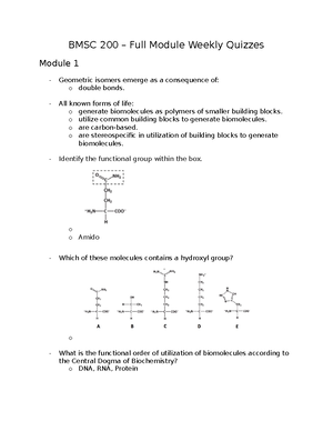 BMSC 200 Notes - (ONLINE) BMSC 200, Biomolecules, 2022-2023, Term 2 ...