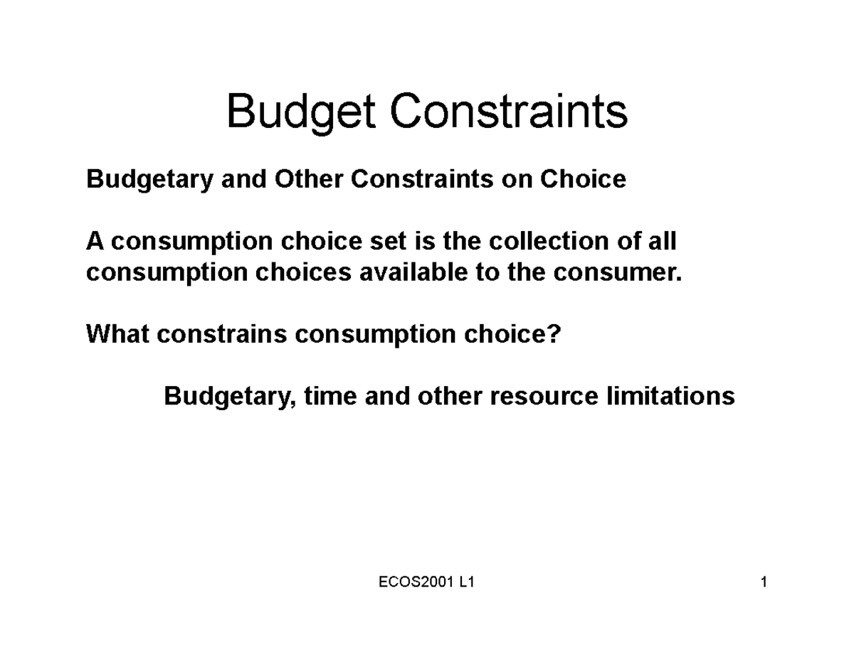 Lecture 1 - Introduction of Budget Constraint, Indifference Curve, and ...