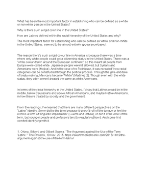 Module 3 Latin American Racial Hierarchy - LALS 1 - Studocu