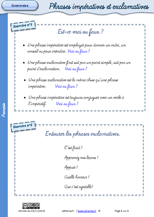 L'impératif Exercices et corrigé - L’impératif Exercices de conjugaison ...