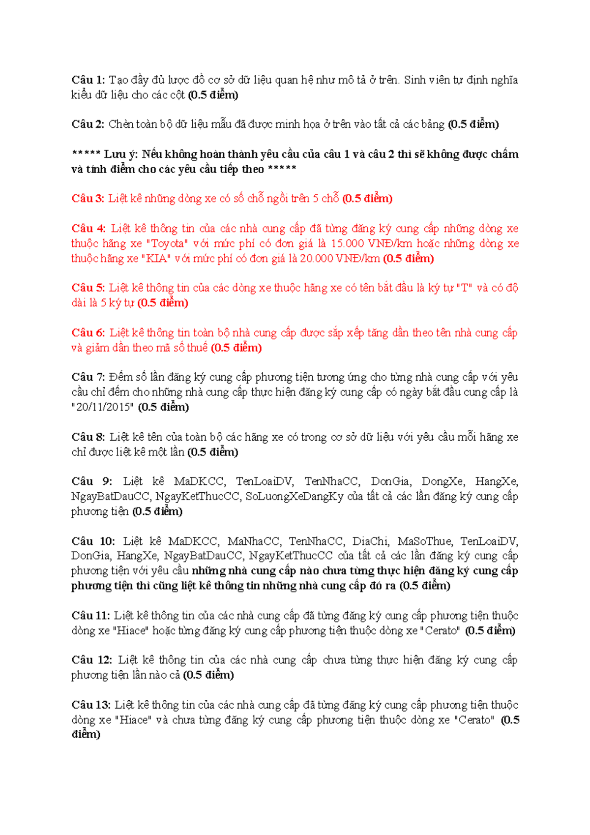 Thuc hanh sql sever - Câu 1: Tạo đầy đủ lược đồ cơ sở dữ liệu quan hệ ...