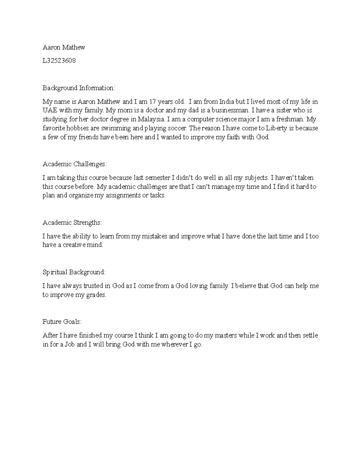 Auto Biography - giving an edge for ur ASCS 101 class - Aaron Mathew L ...