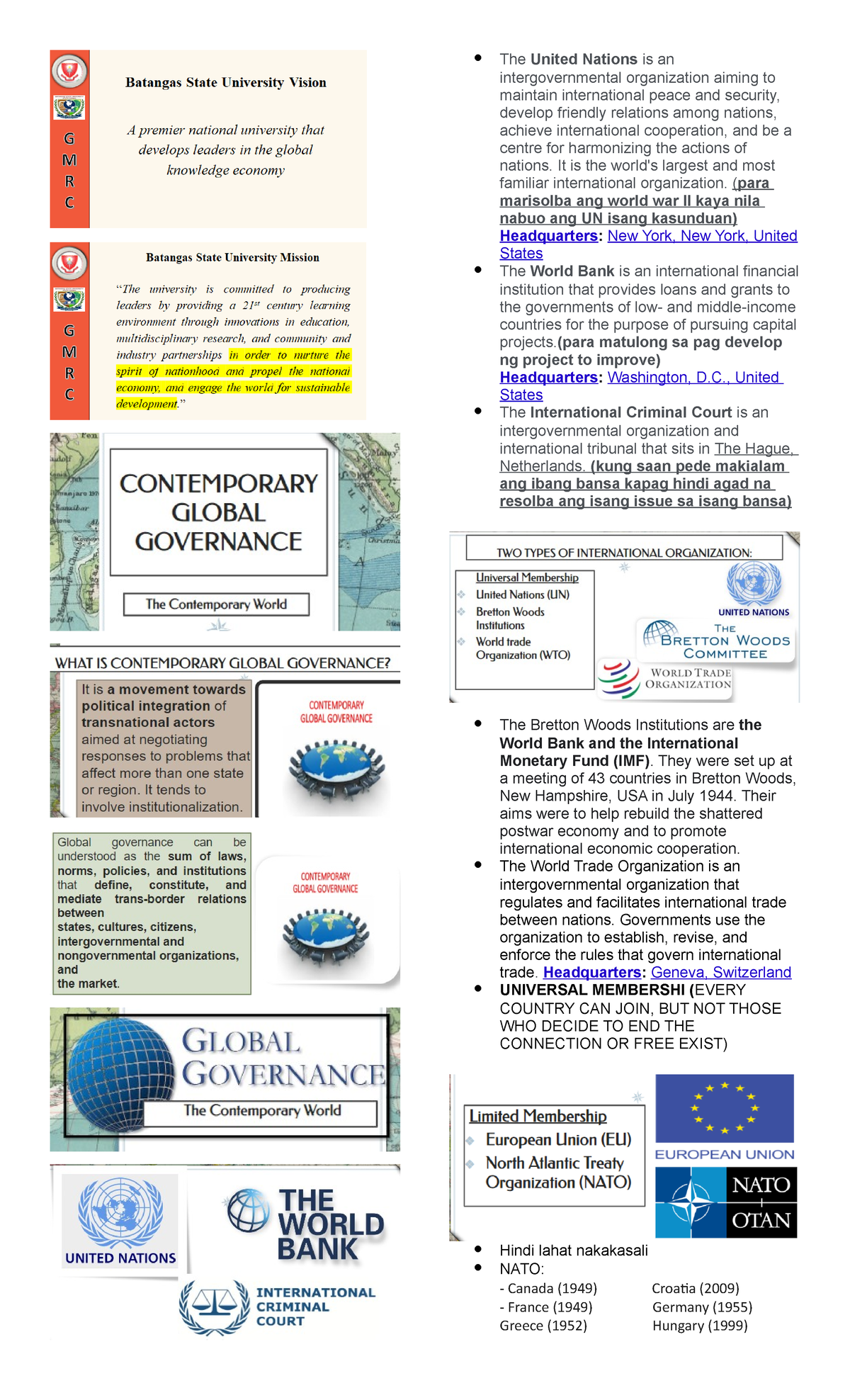 Ged104 The Contemporary world - The United Nations is an ...