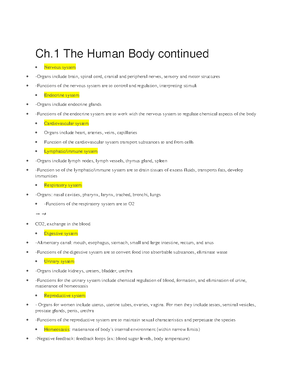 Chapter 1 The human body - Ch. 1 The Human Body Anatomy: the study of ...