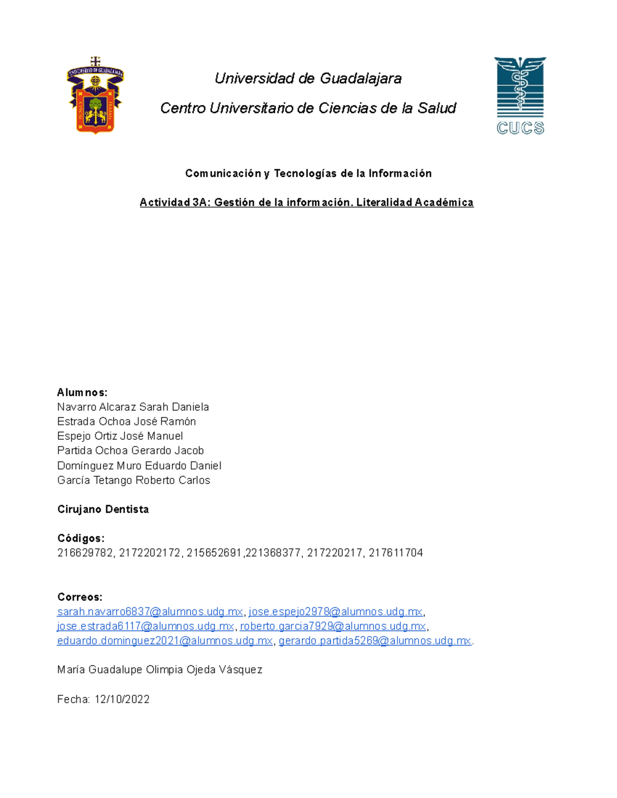 CTI T3 3A Unidos - Espero te ayude - Universidad de Guadalajara Centro ...