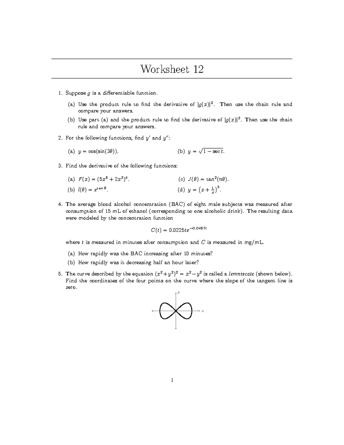 Product rule for finding Derivatives - Worksheet 12 Supposegis a ...