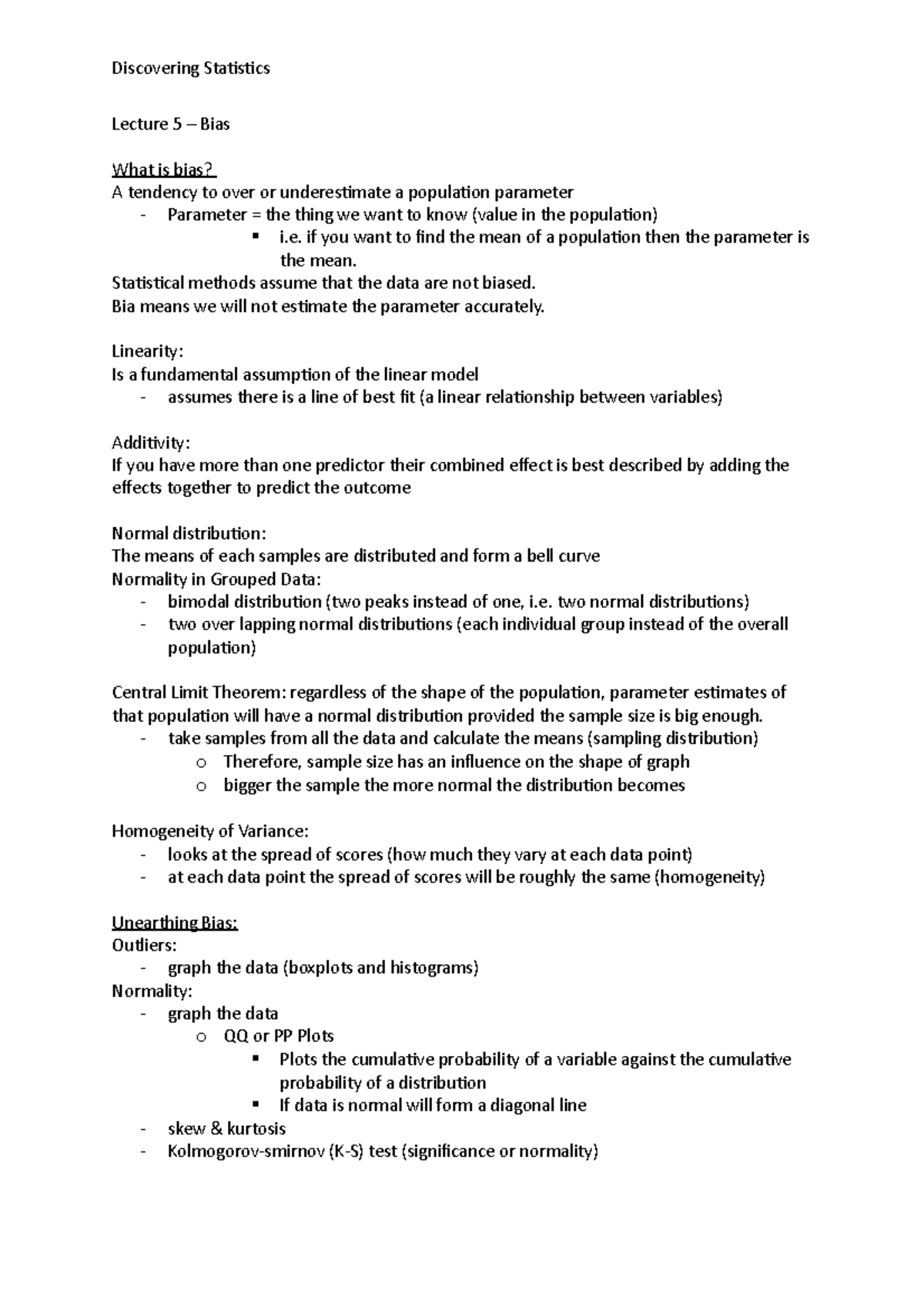 Lecture 5 – Bias - Prof Andy Field - Discovering Statistics Lecture 5 ...