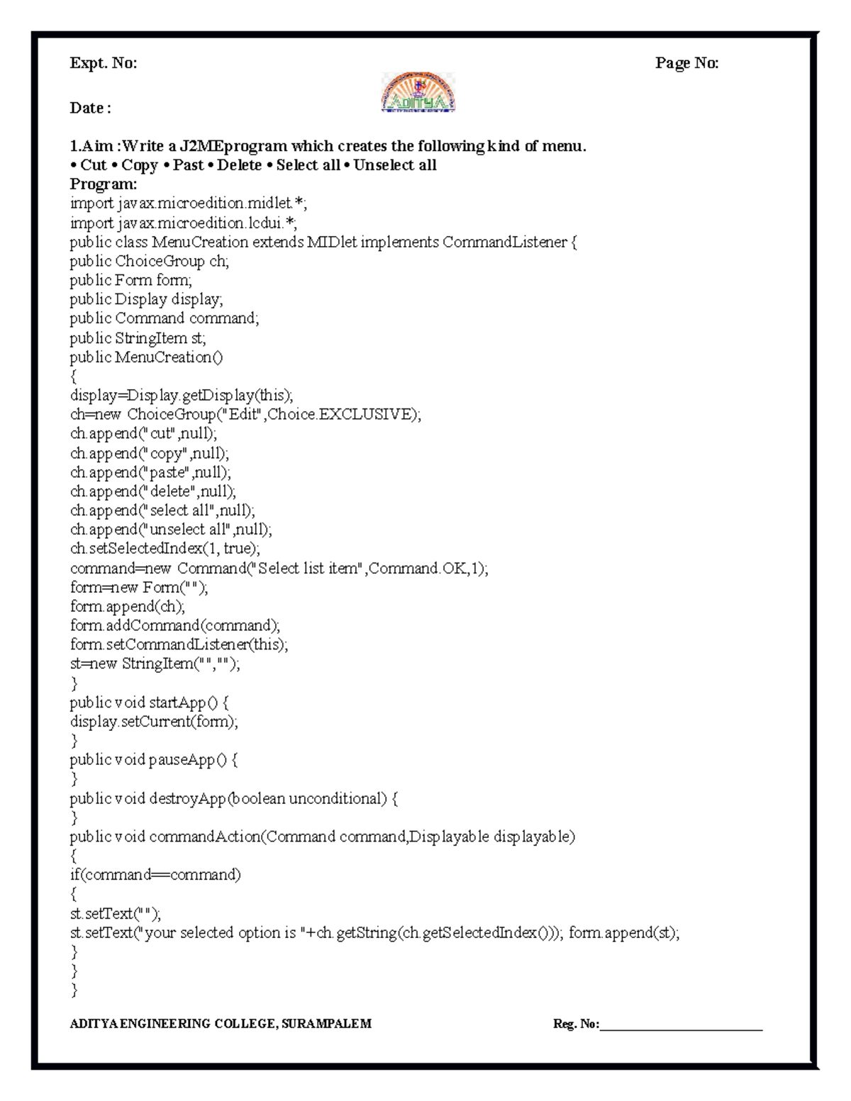 MAD LAB Manual - ............................. - Date : 1 :Write a ...