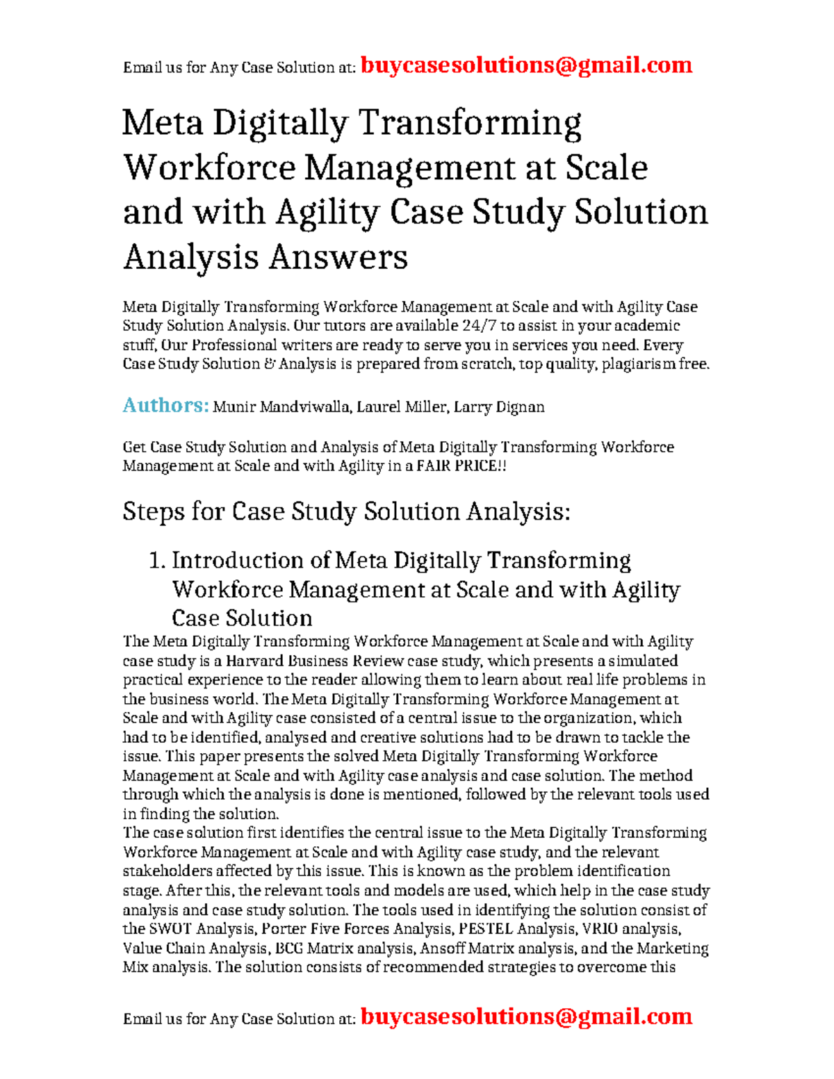 Case Solution Meta Digitally Transforming Workforce Management at Scale ...