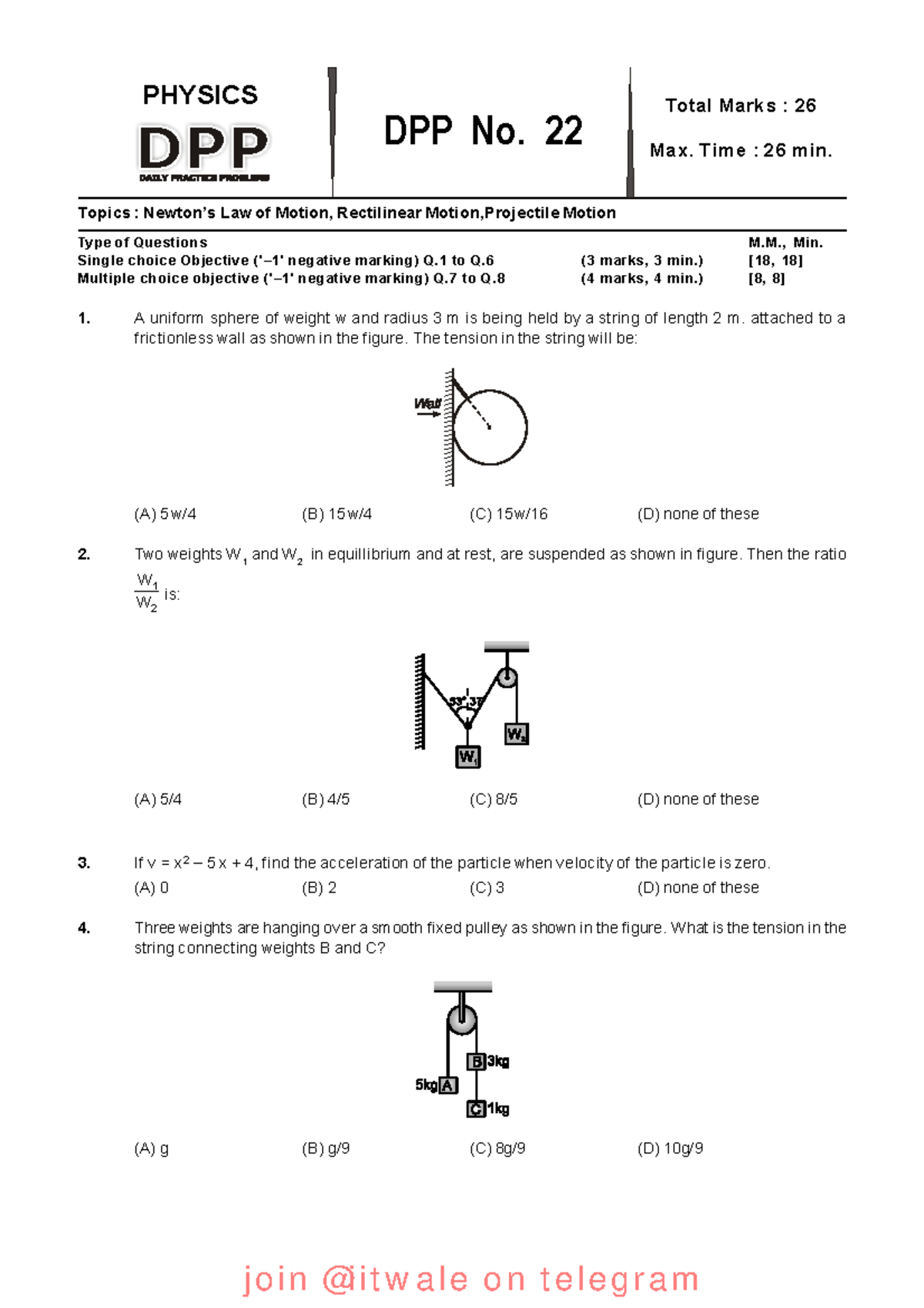 22 Newton’s Law of Motion, Rectilinear Motion,Projectile Motion ...