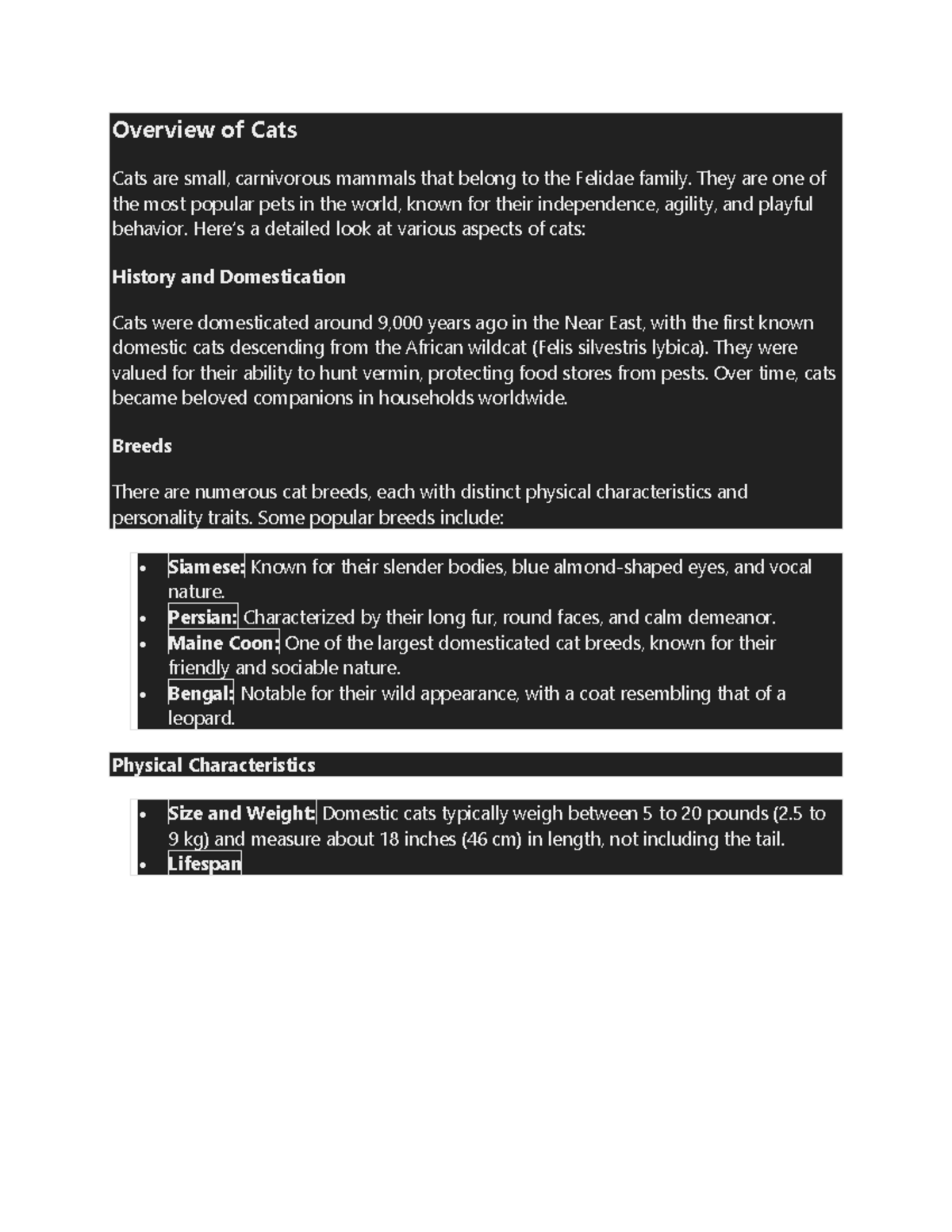 Overview of Cats - lationship with Humans Cats have a complex ...