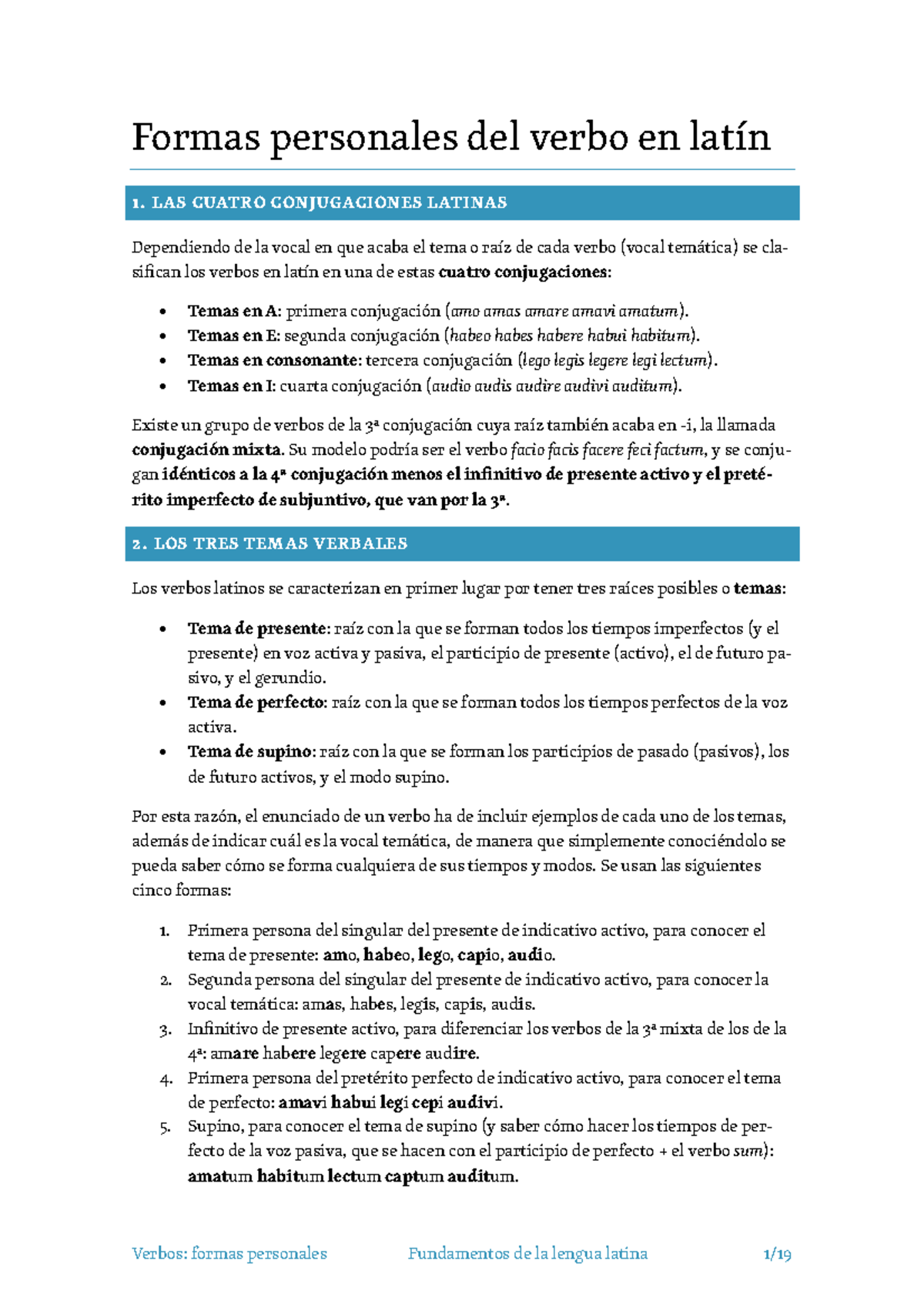 06-Formas personales del verbo - LAS CUATRO CONJUGACIONES LATINAS ...