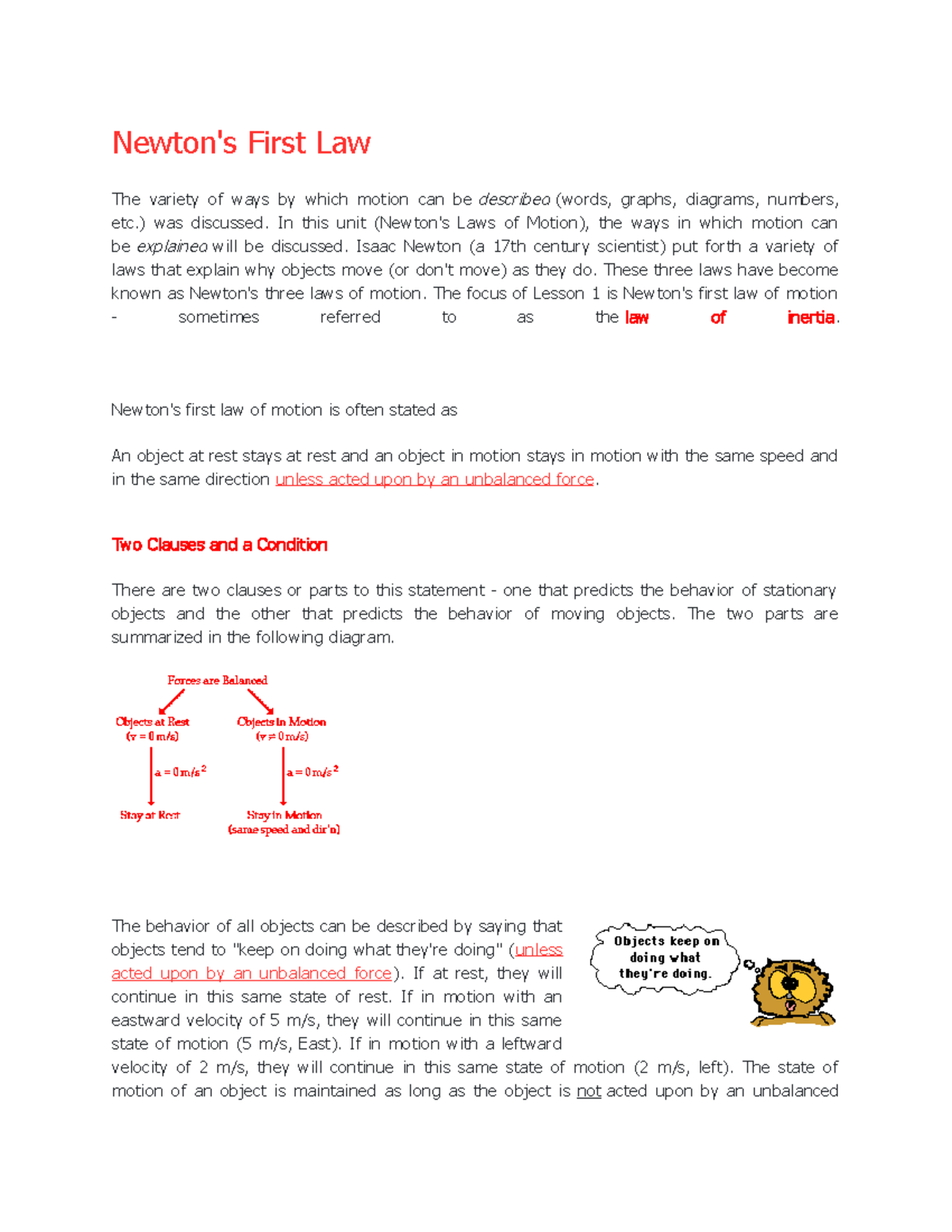 Newton's Laws of Motion - Newton's First Law The variety of ways by ...
