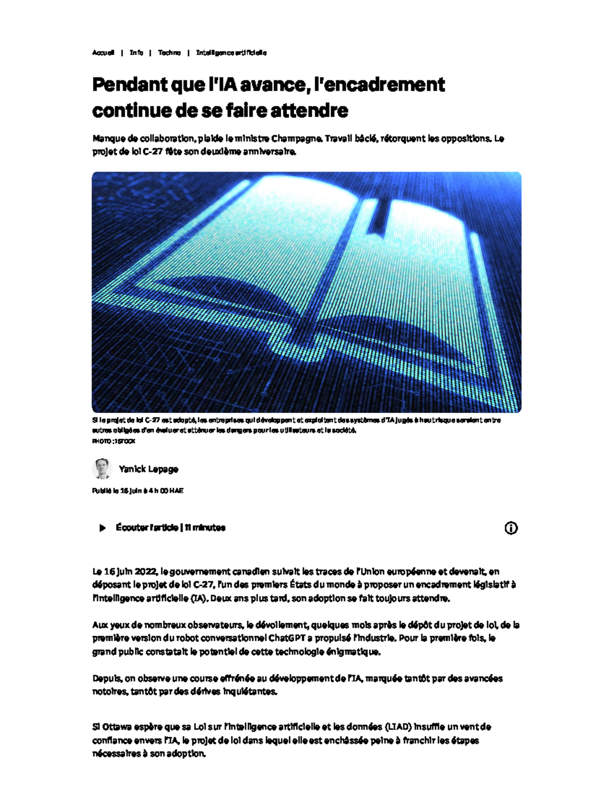 Pendant que l’IA avance, l’encadrement continue de se faire attendre ...