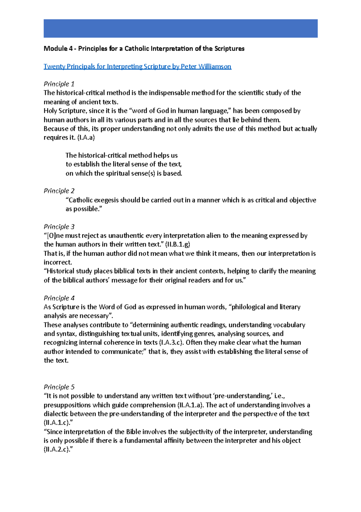 Module 4 - Principles for a Catholic Interpretation of the Scriptures ...