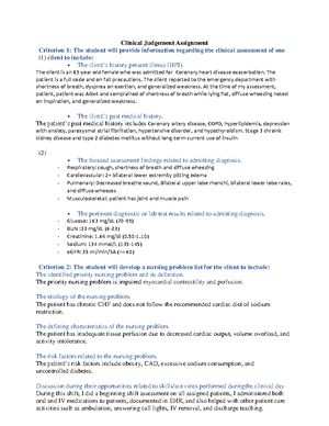 10-clinical judgement paper - Clinical Judgement Assignment Criterion 1 ...