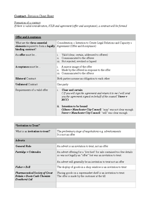 Contract W1 lecture notes - EA AGREEMENT Offeror: person making the ...