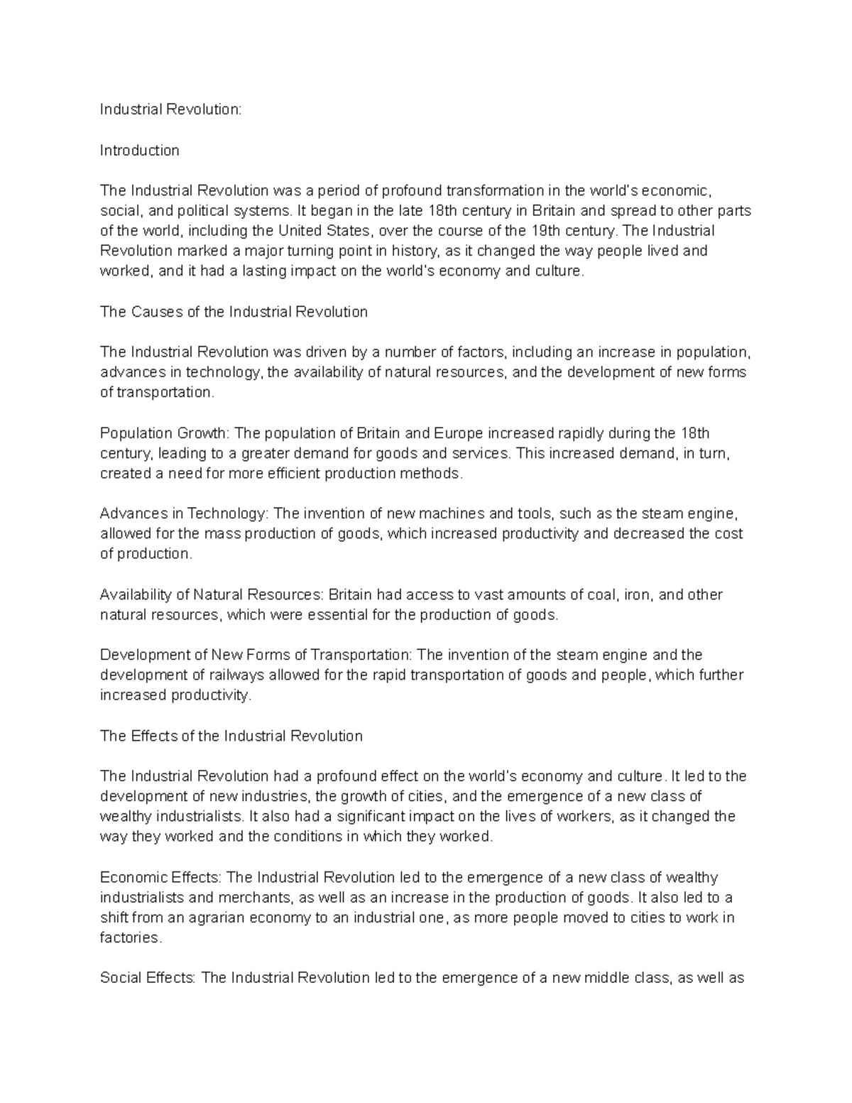 History (10) - Industrial Revolution: Introduction The Industrial ...