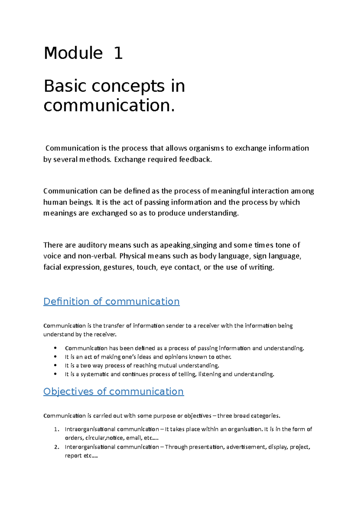 Module 1 Basic concept of communication - Module 1 Basic concepts in ...