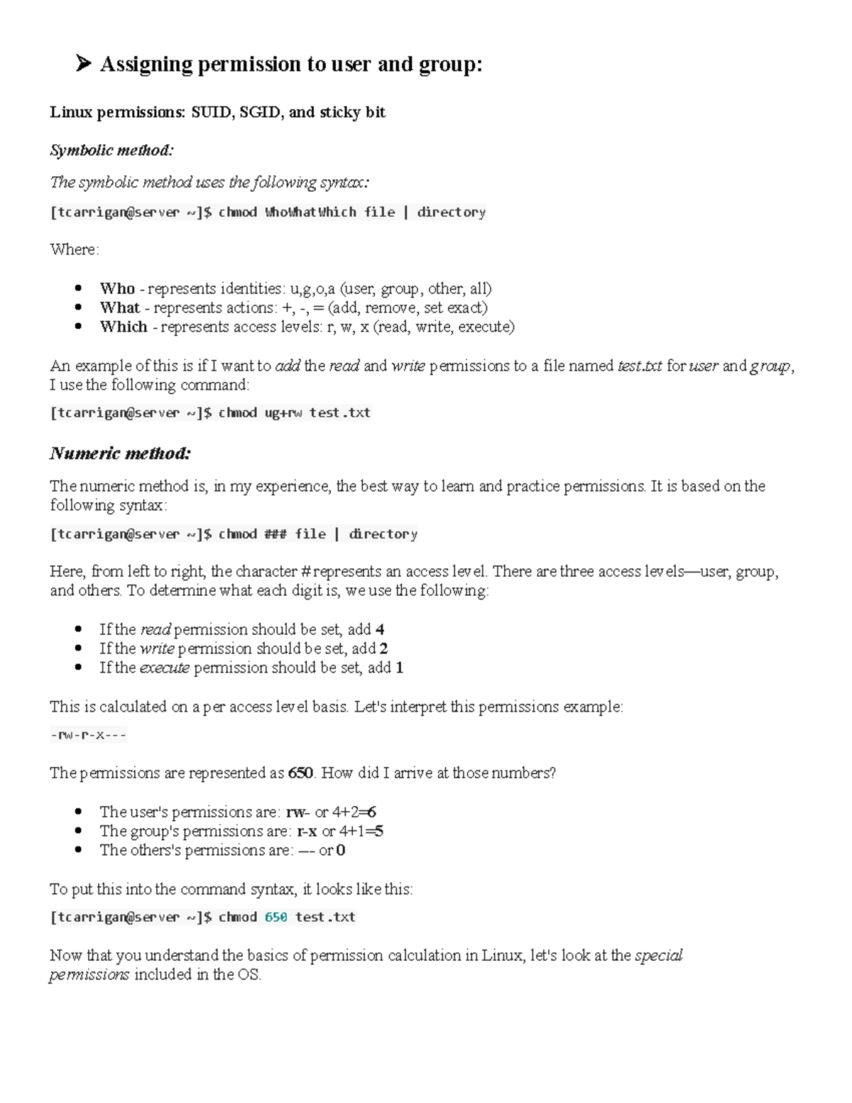 Permission - Assigning permission to user and group: Linux permissions ...