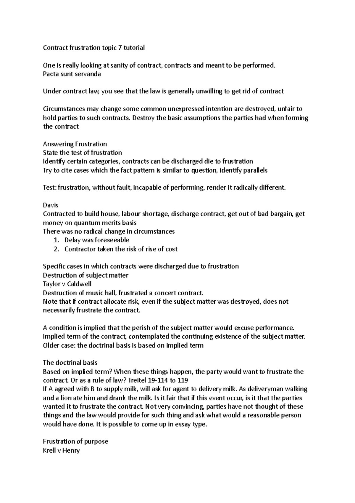 Contract frustration topic 7 tutorial - Contract frustration topic 7 tutorial One is really ...