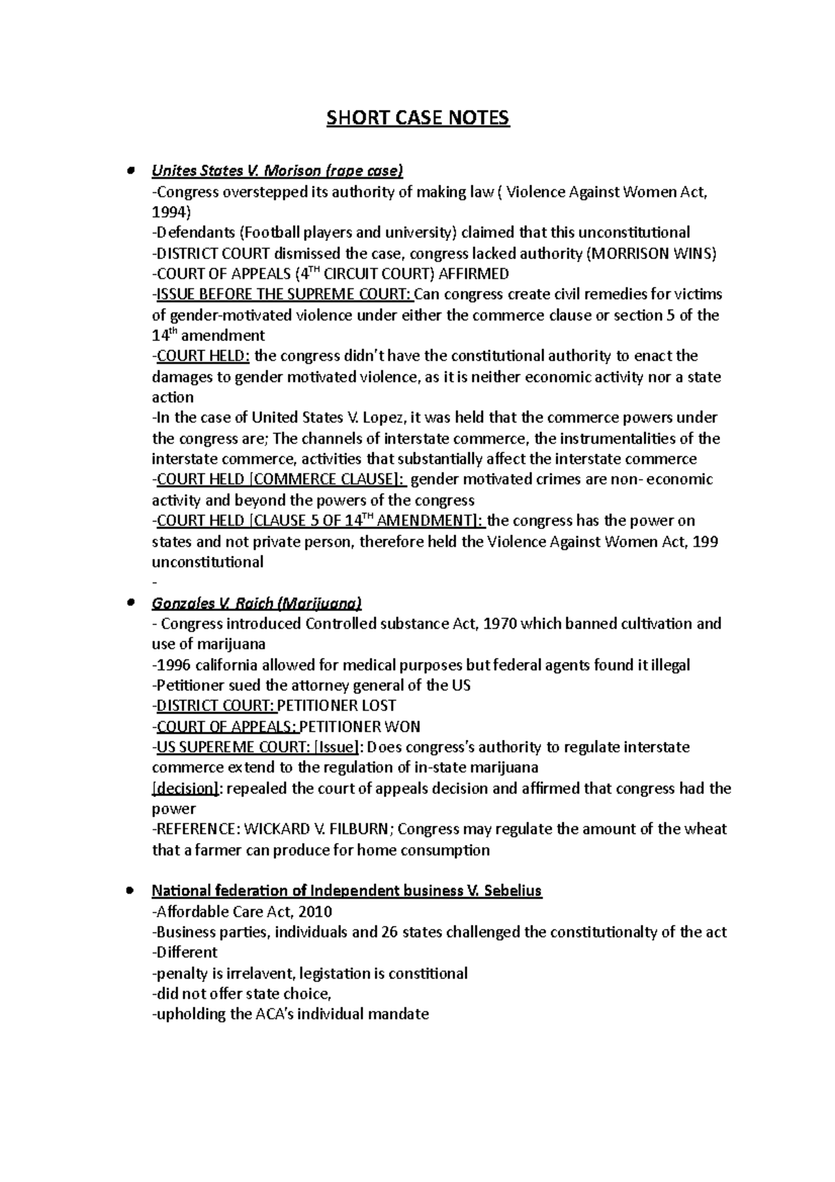 Short CASE Notes - SHORT CASE NOTES Unites States V. Morison (rape case ...