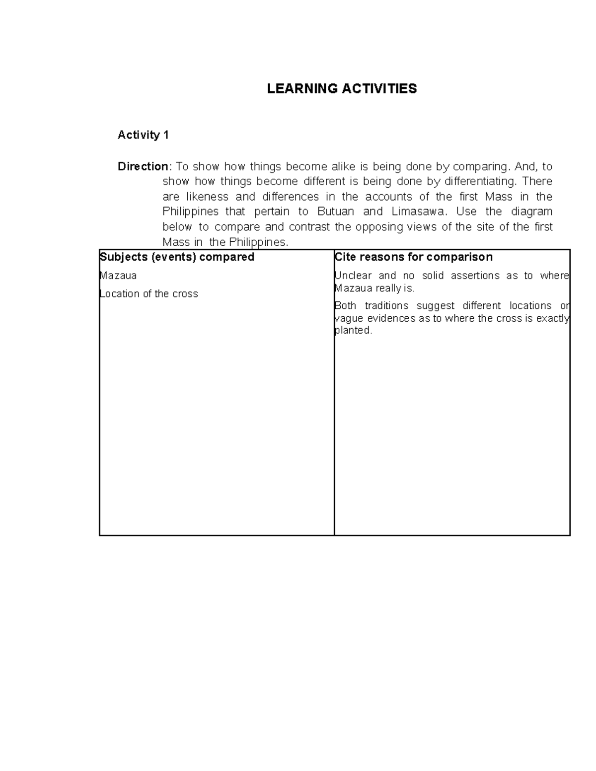 Activity 4 - To show how things become alike is being done by comparing ...