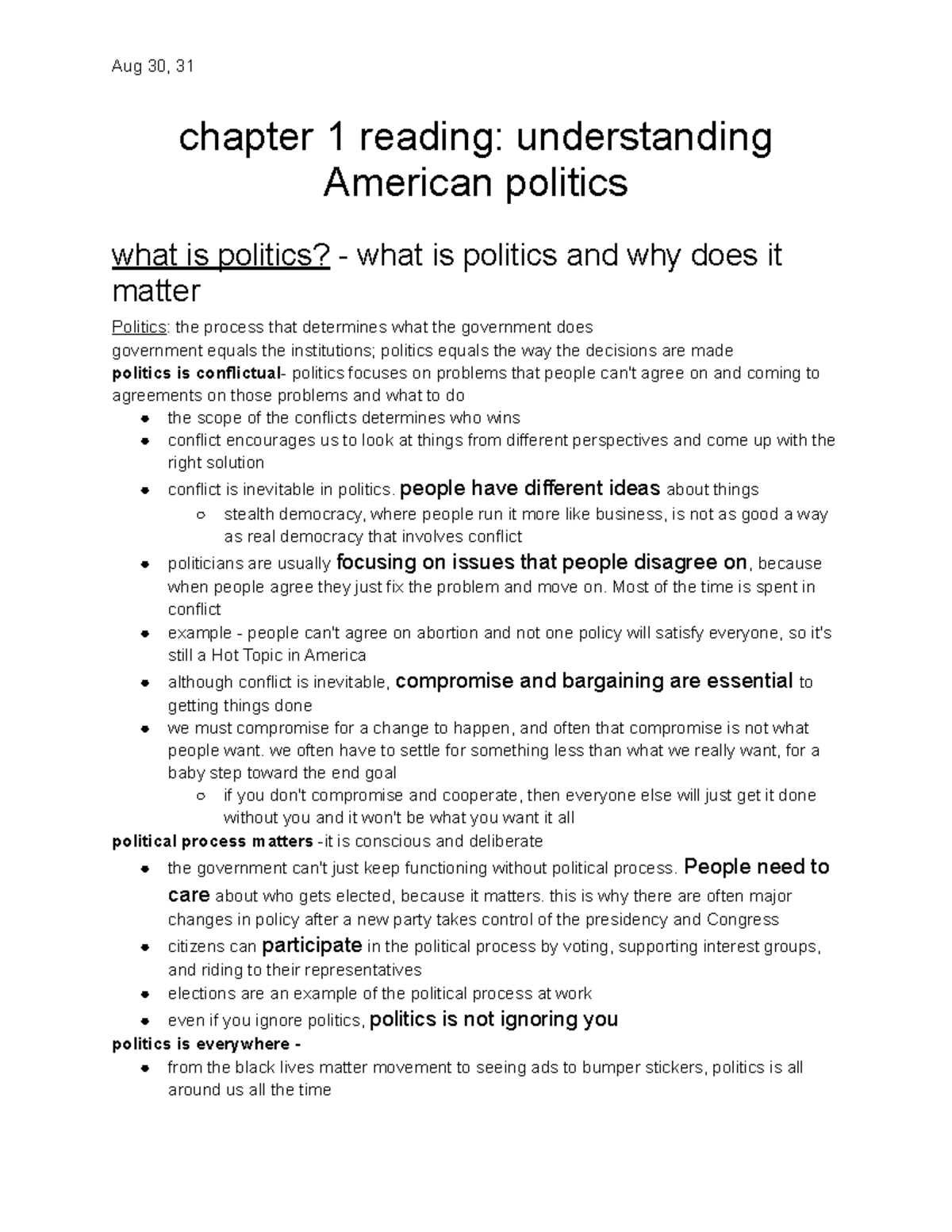 Ch. 1 Understanding American Politics Reading - chapter 1 reading ...