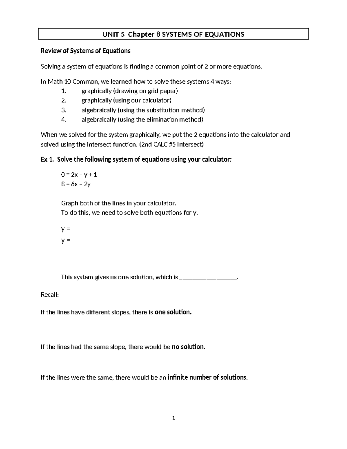 20-1 Systems Inequalities student handout - UNIT 5 Chapter 8 SYSTEMS OF ...