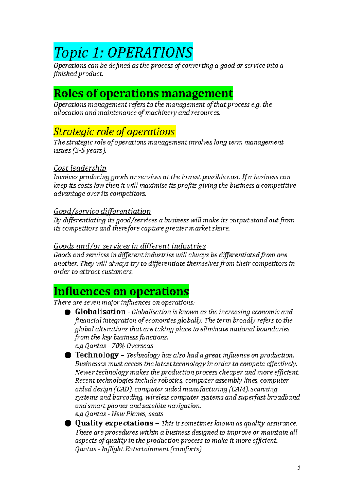 Business Studies short notes. finance and marketing - Topic 1 ...