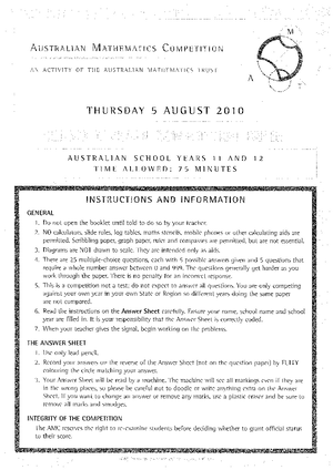 2017 AMC Intermediate past paper - MATH11218 - Studocu