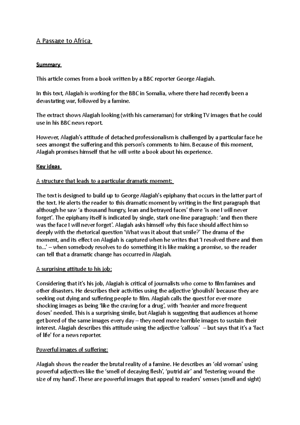 A Passage to Africa - A Passage to Africa Summary This article comes ...