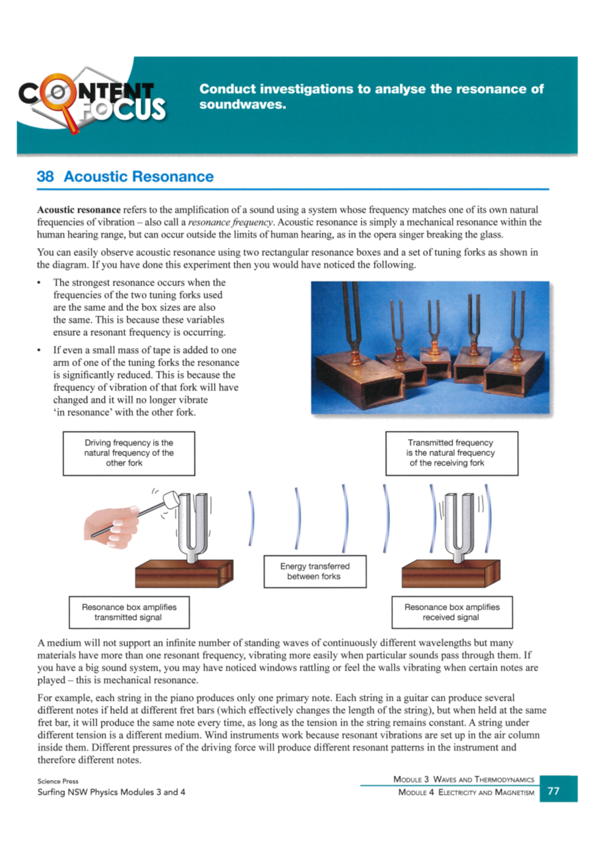 Acoustic Resonance - C NTENT Conduct investigations to analyse the ...