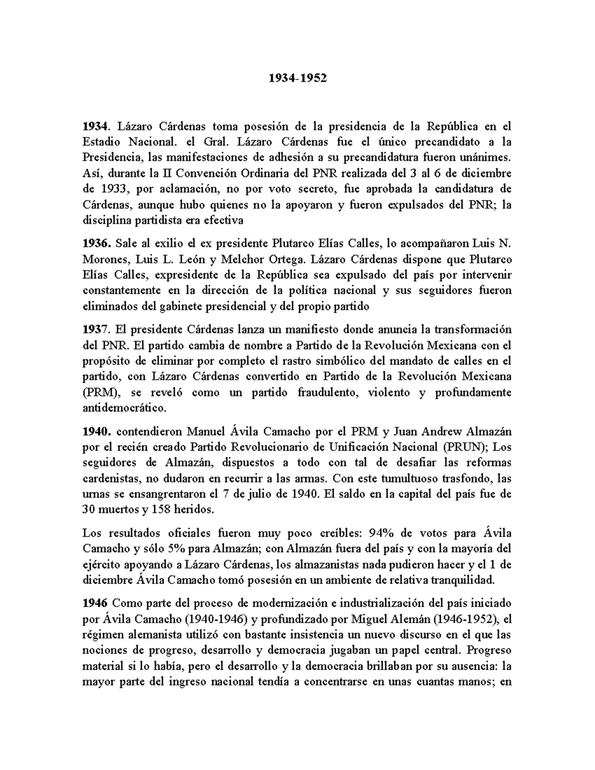 1934-1952 Historia del Pri en Mexico - 1934- 1934. Lázaro Cárdenas toma ...