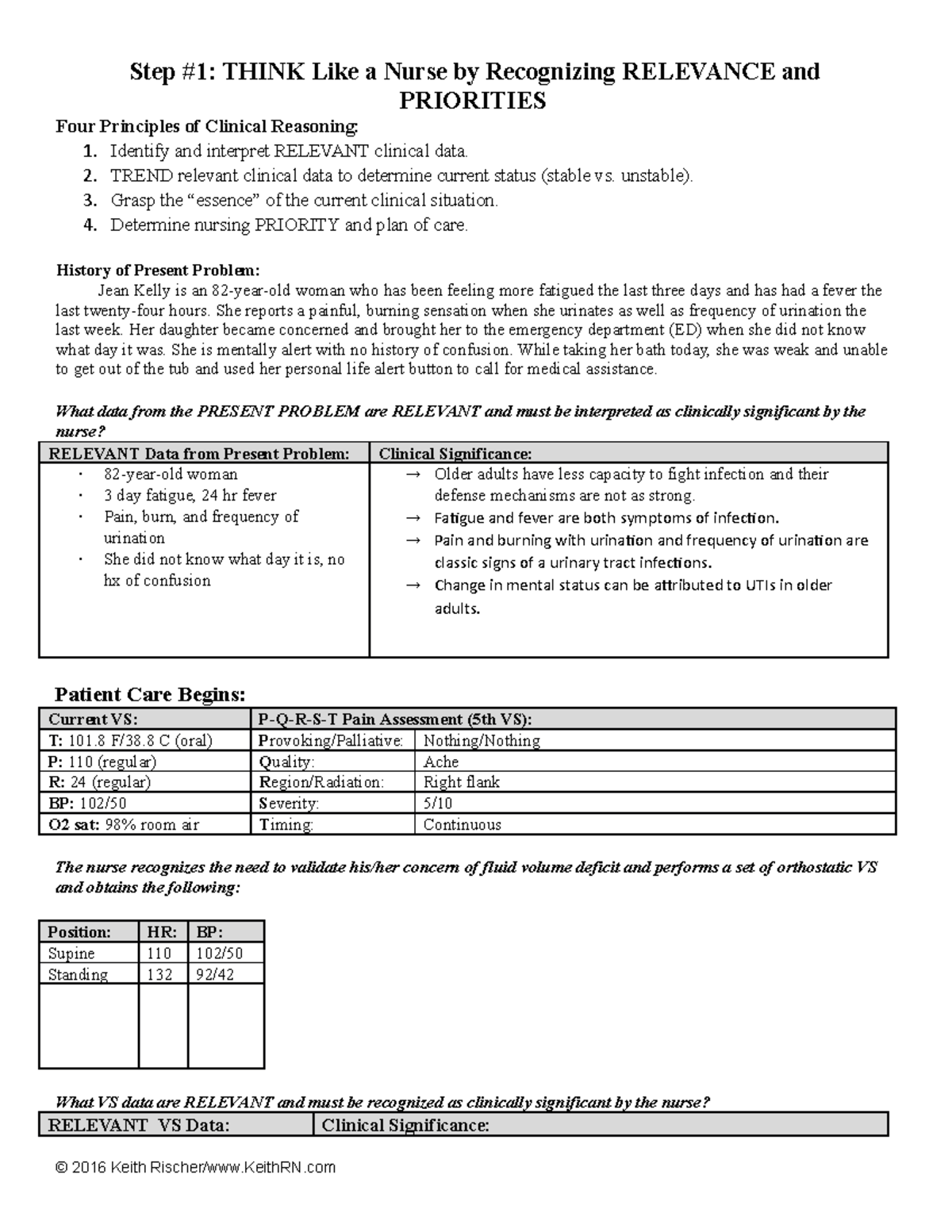 #1- Student-Sepsis-Recognizing Relevance - Step #1: THINK Like a Nurse ...