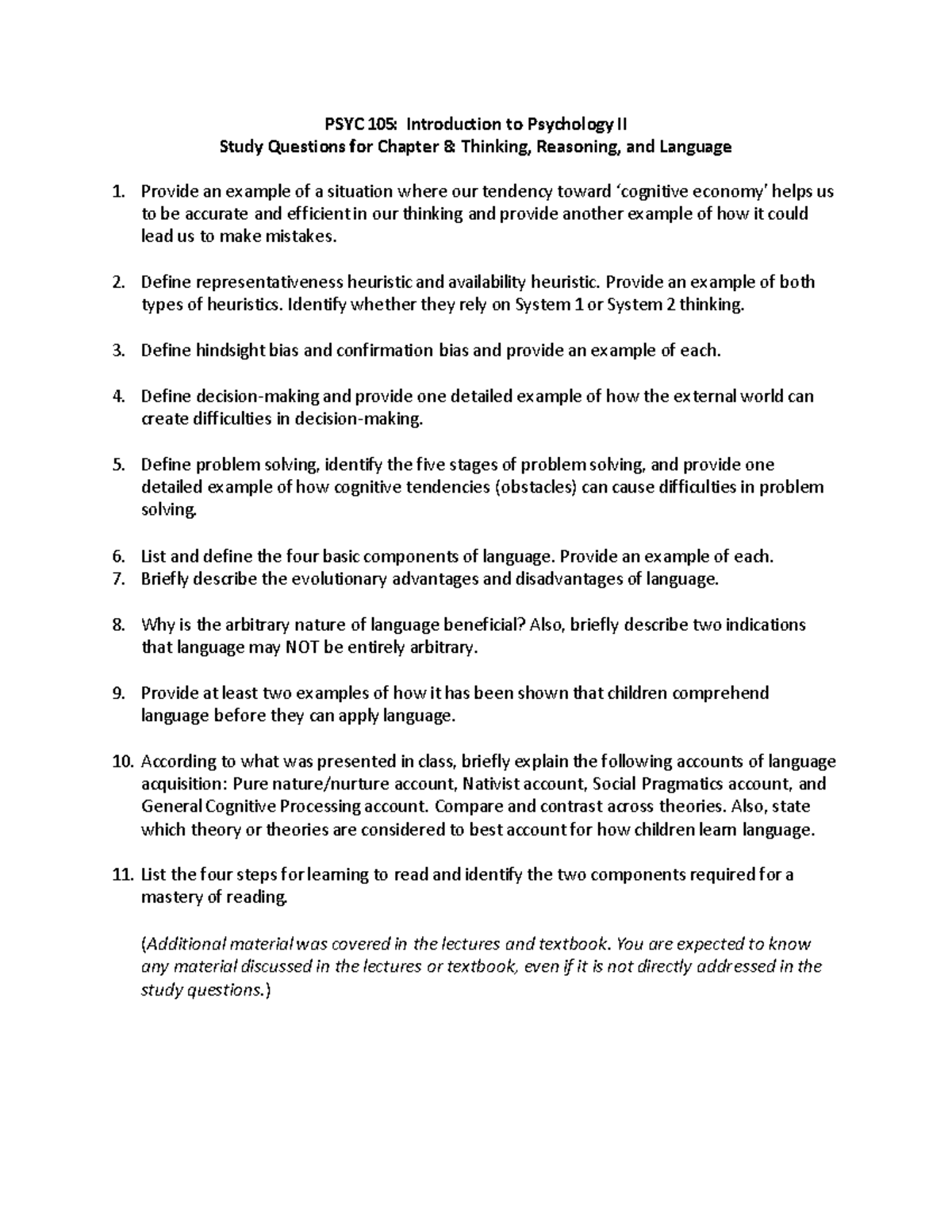 Chapter 8 Study Guide - PSYC 105: Introduction to Psychology II Study ...