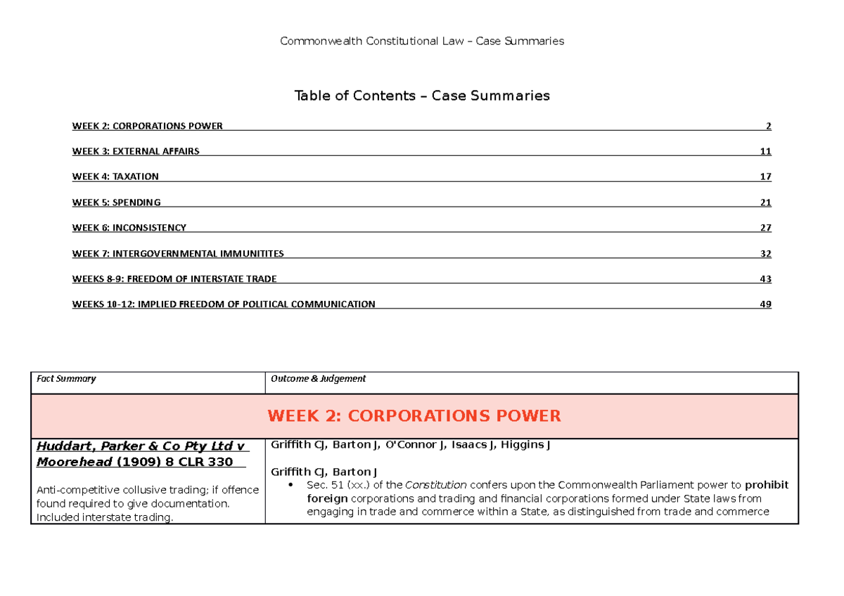 Judgment Summaries - Table of Contents – Case Summaries WEEK 2 ...
