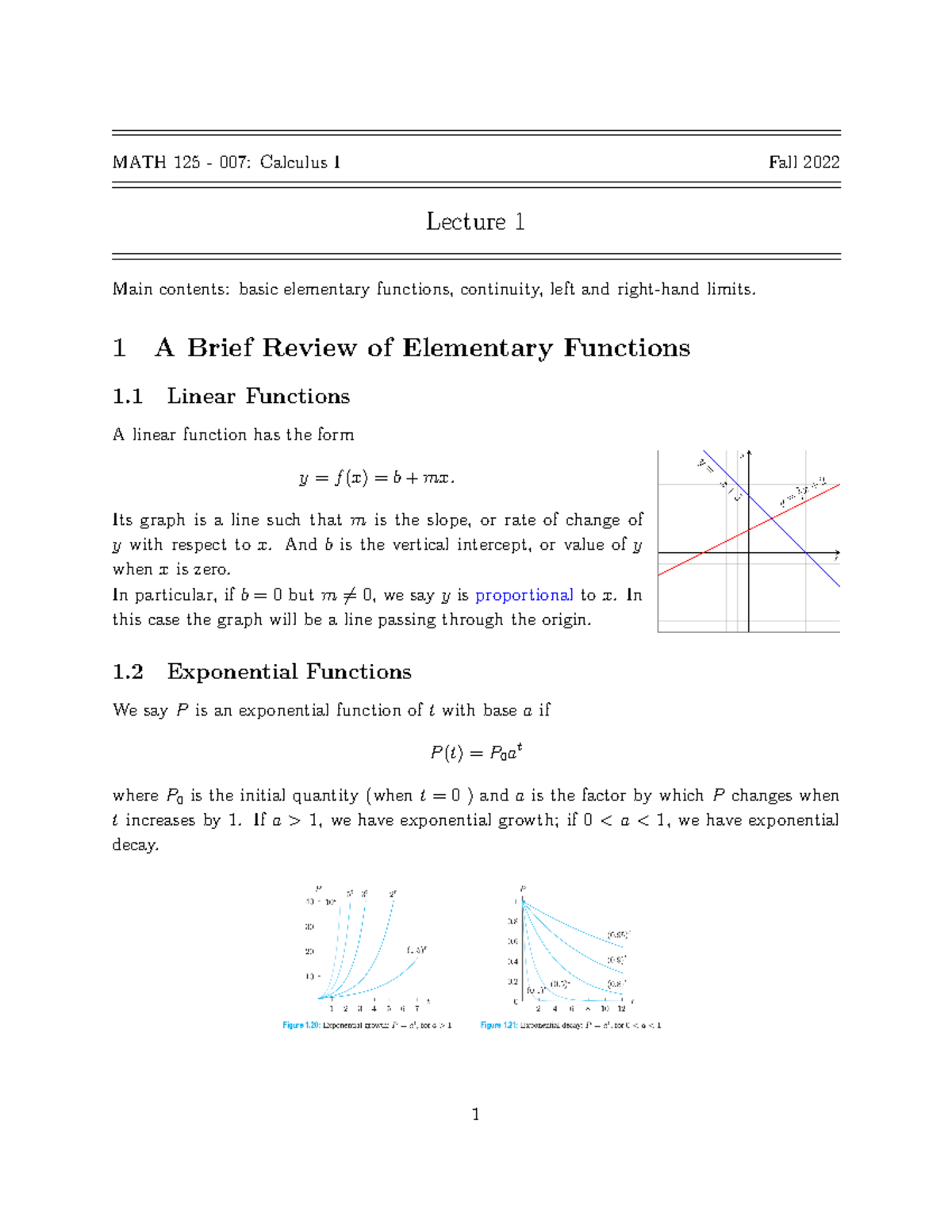 Lesson 1 - Introduction to MATH 125 - MATH 125 - 007: Calculus I Fall 2022 Lecture 1 Main ...
