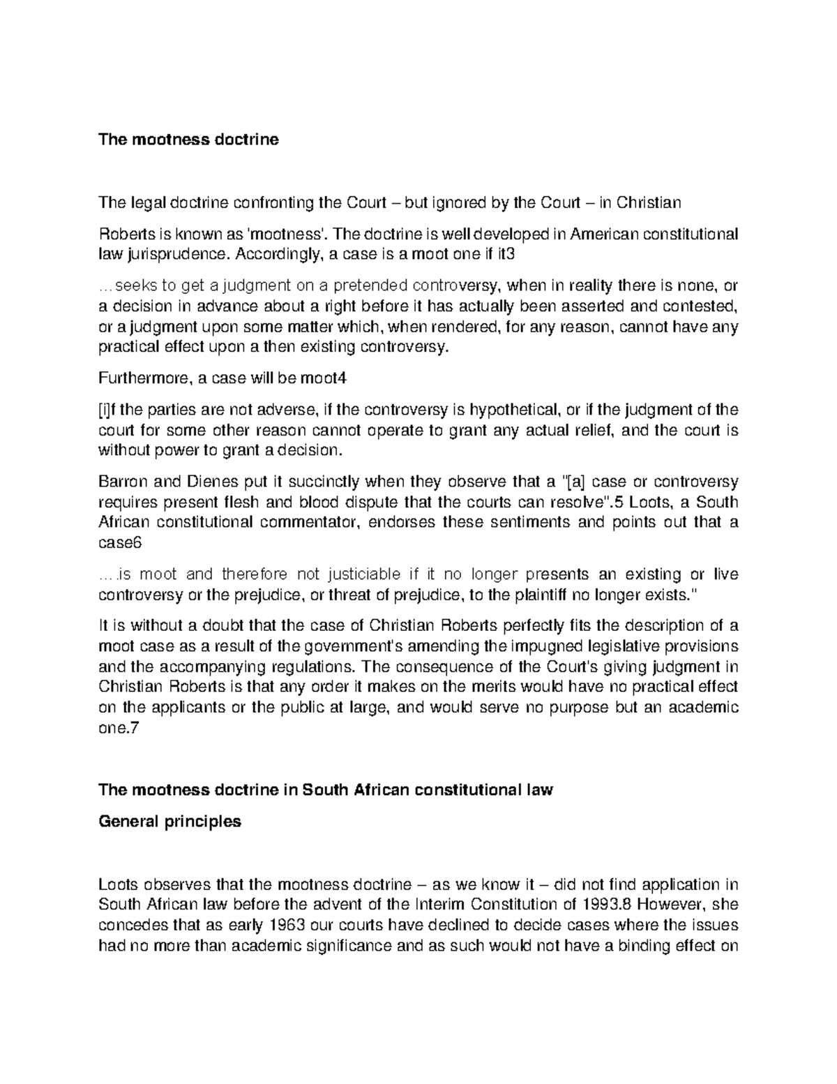 Notes on the mootness doctrine and Structural interdicts - The mootness ...