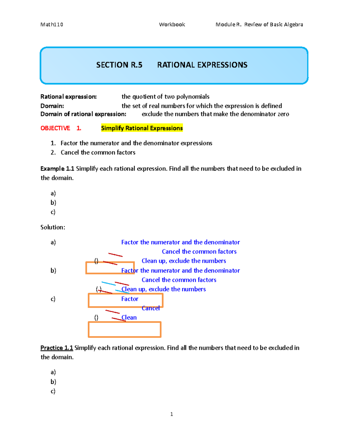 Module R Section R5 - SECTION R RATIONAL EXPRESSIONS Rational ...