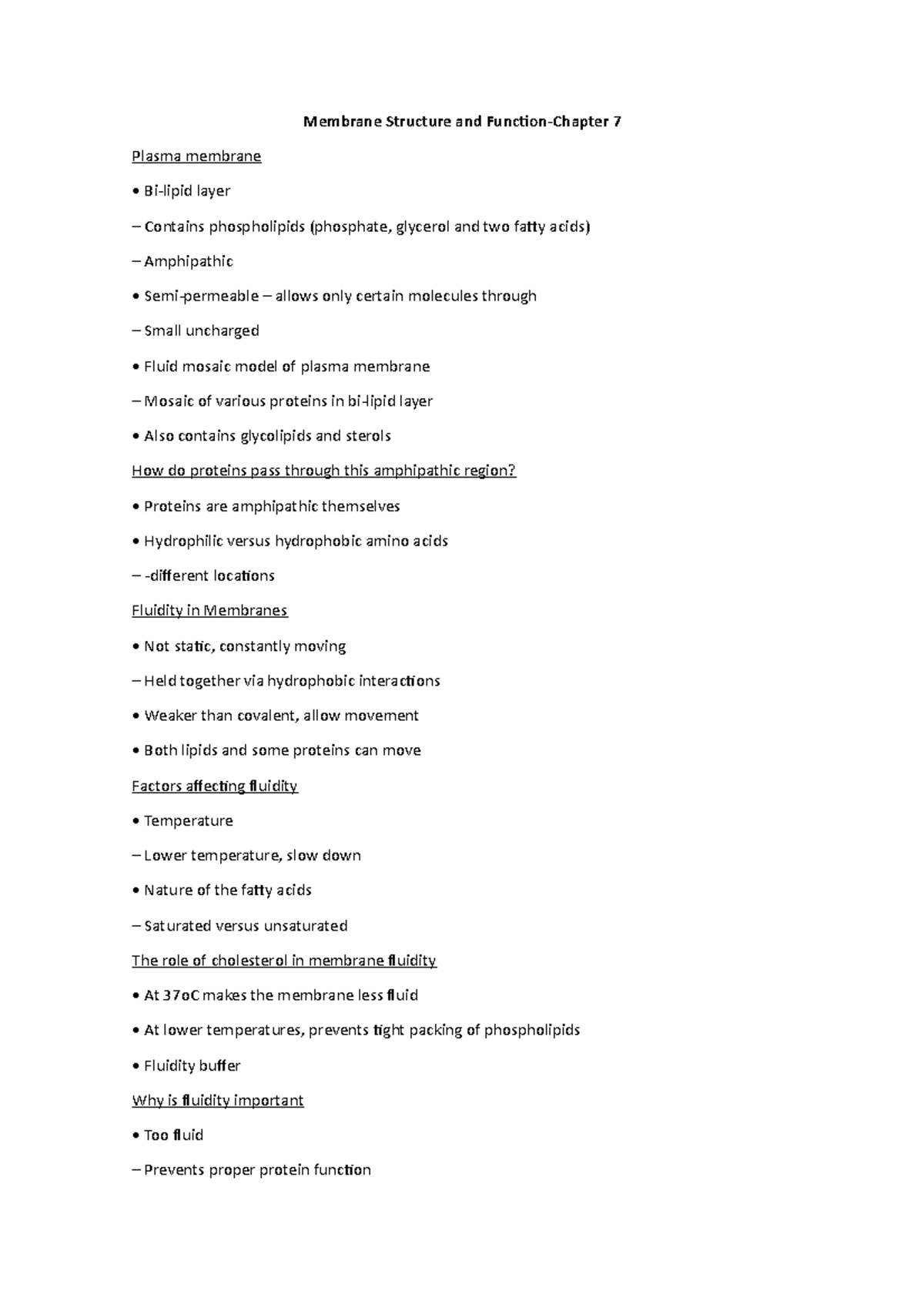 Chapter 7 - Membrane Structure and Function - Membrane Structure and Function-Chapter 7 Plasma ...