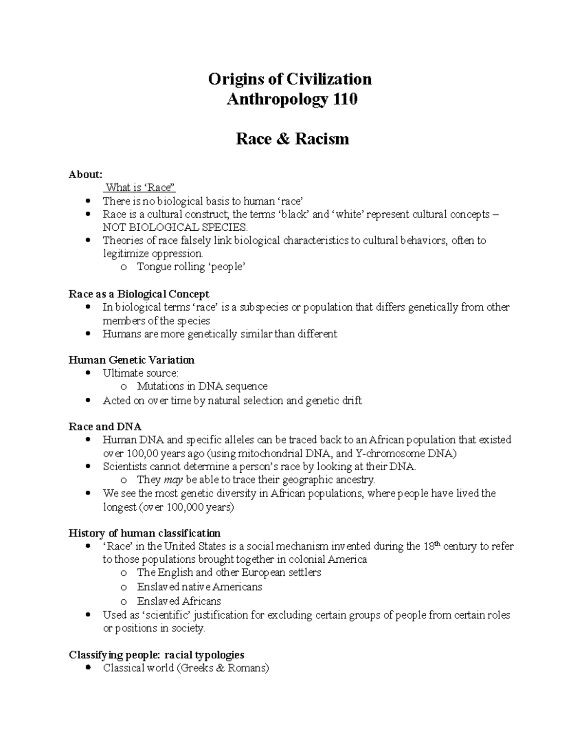 Origins of Civilization lecture 5 - Origins of Civilization ...