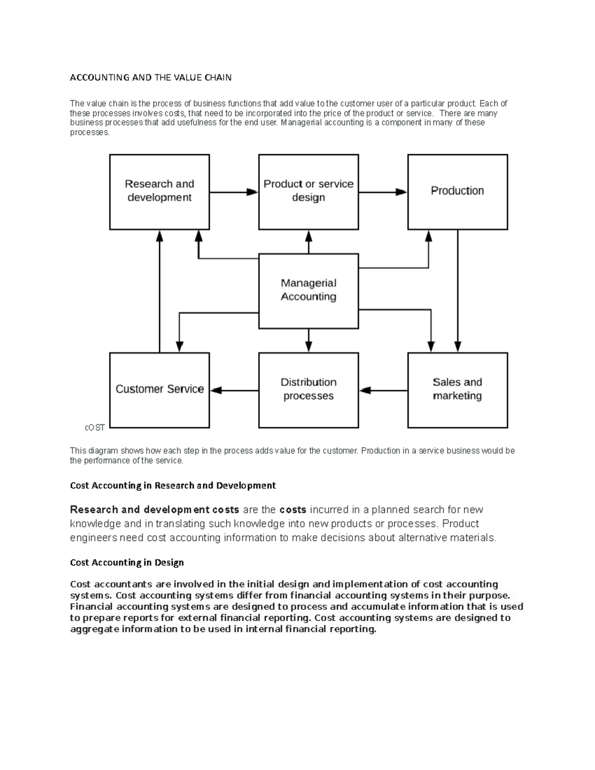 B) Cost Acctg Control - Accounting AND THE Value Chain - ACCOUNTING AND ...