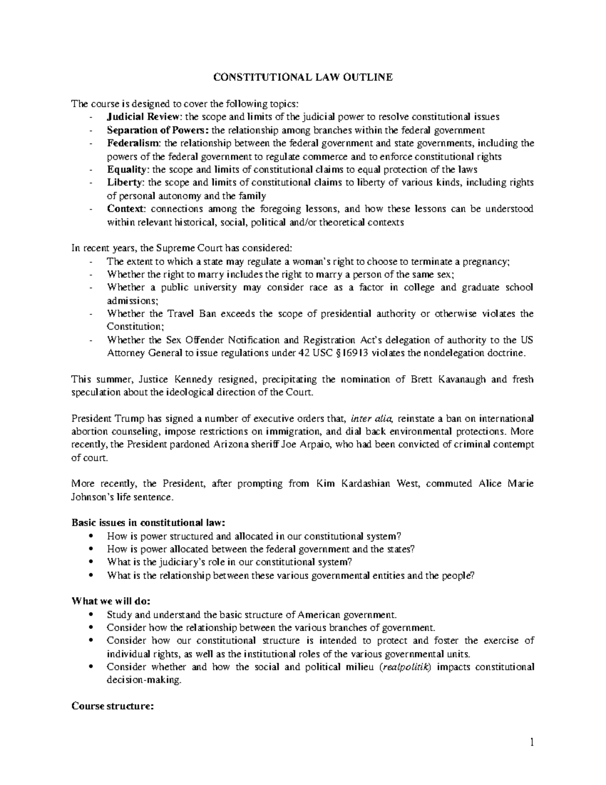 Constit-Outline-SC - Constitutional Law outline - CONSTITUTIONAL LAW ...