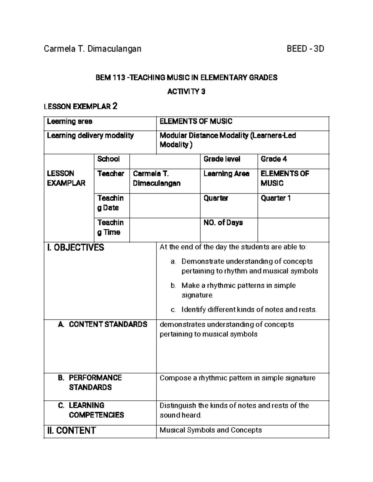 Dimaculangan, Carmela T. (BEED-3D)Activity 3 lesson examplar #2 ...