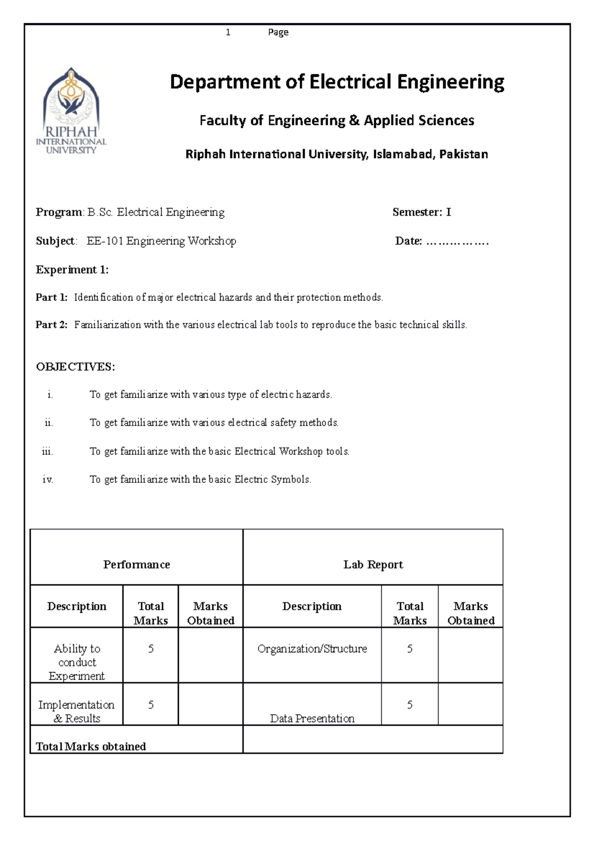 Lab 1 2022 jjjk - Department of Electrical Engineering Faculty of ...