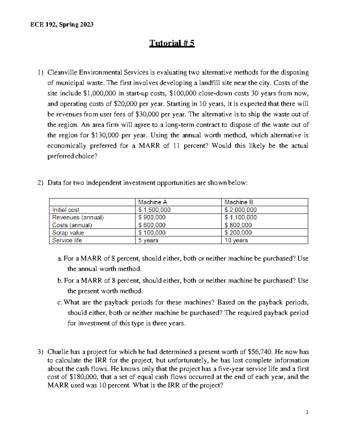 Tutorial 5 - 2scfd - ECE 192, Spring 2023 1 Tutorial # 5 Cleanville ...