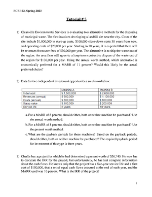Problem Set 4 Questions - ECE 192, Spring 2019 1 Problem Set 4 Dunn Manufacturing is considering ...