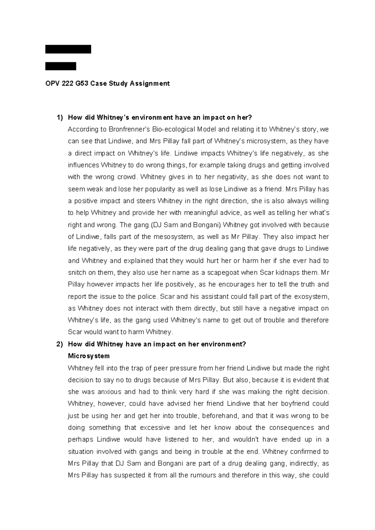 OPV Case Study - Chelsea Khan 18161465 OPV 222 G53 Case Study ...