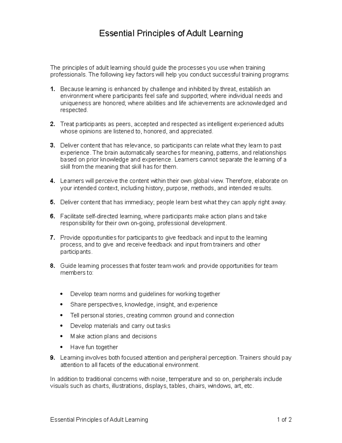 Essent Prin Of Adult Learners - Essential Principles of Adult Learning ...